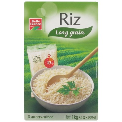 Riz long grain étuvé Belle France 1kg x5 sachets