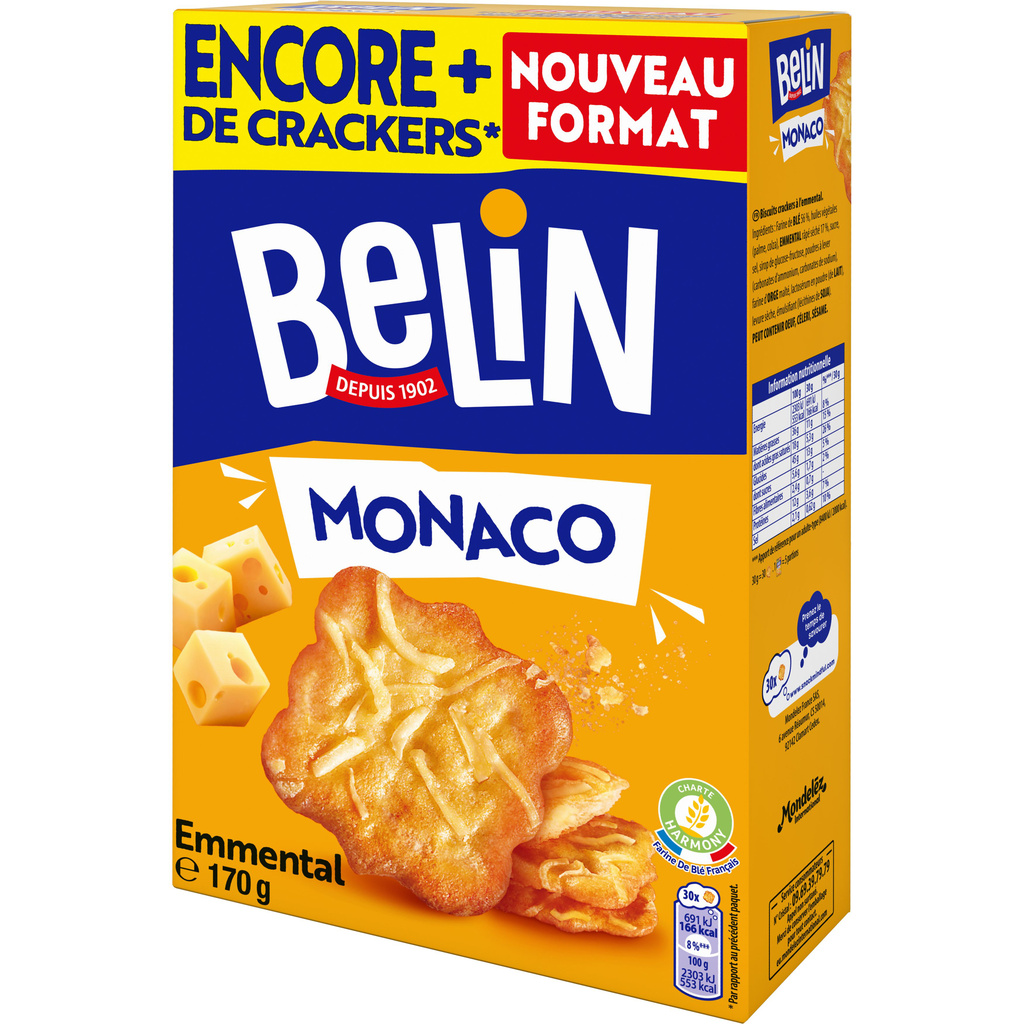 Belin Crackers Monaco Emmental Familial 170g pas cher